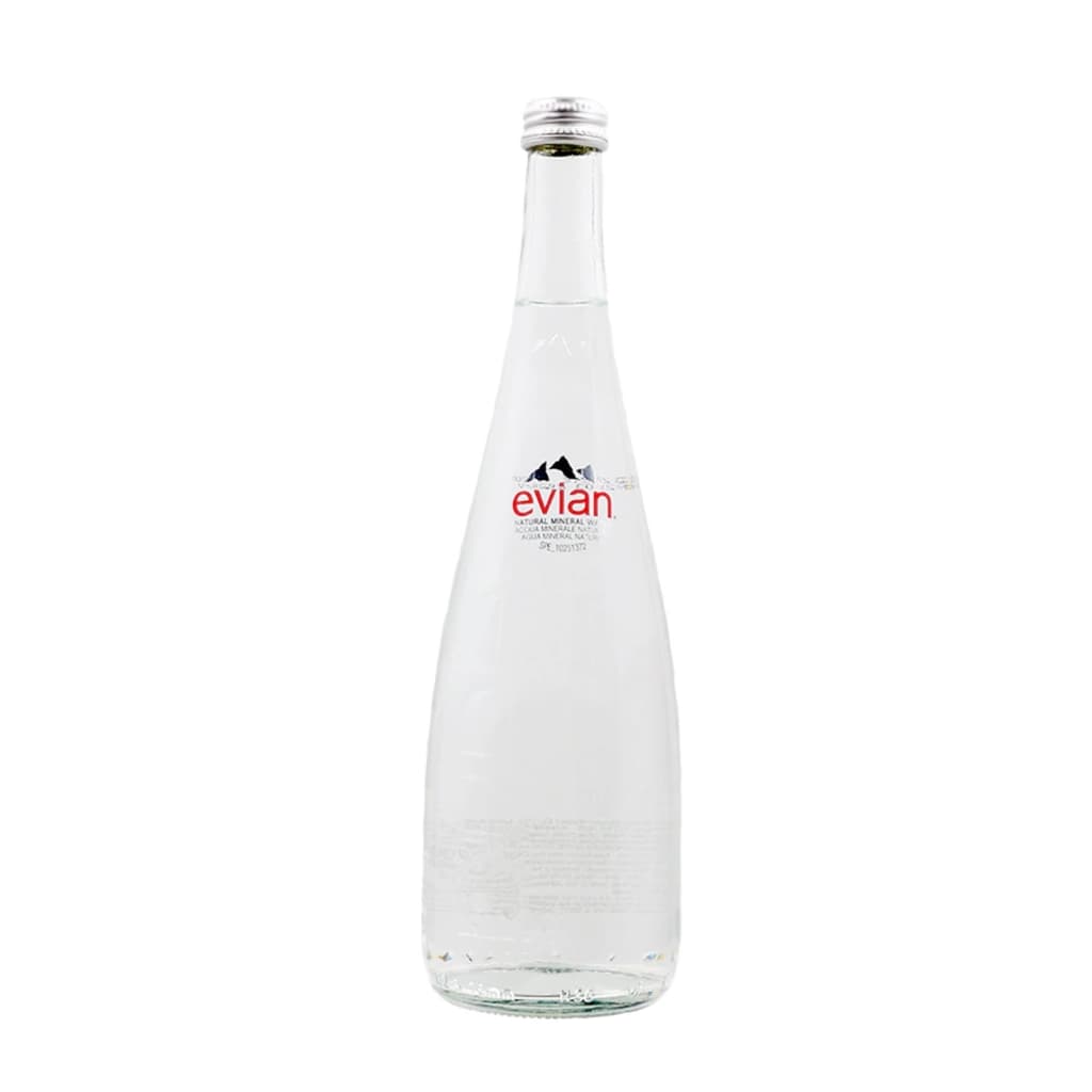 Evian Natural Mineral Water Glass 750ML.