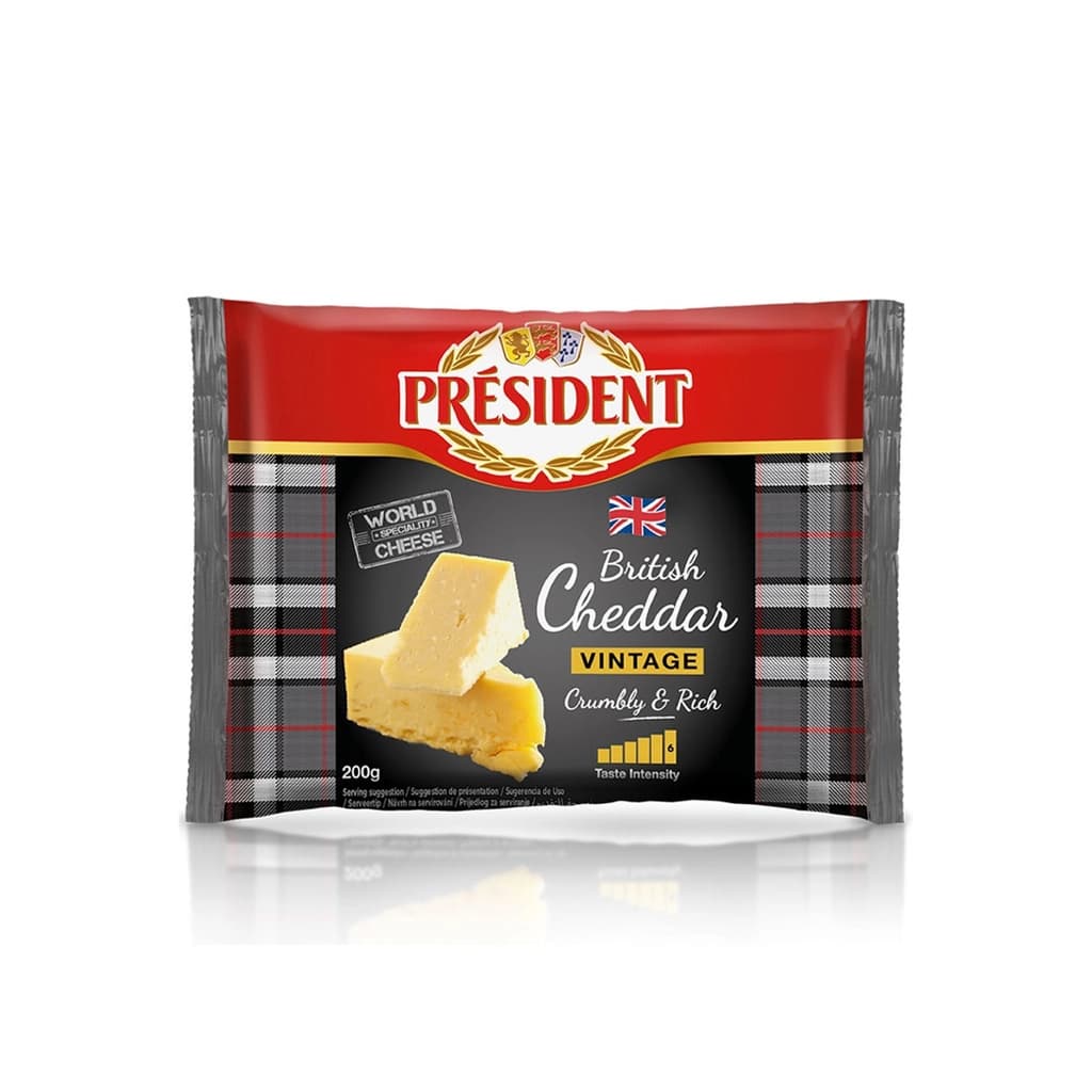 President Vintage Cheddar Block 200G. Pack 8