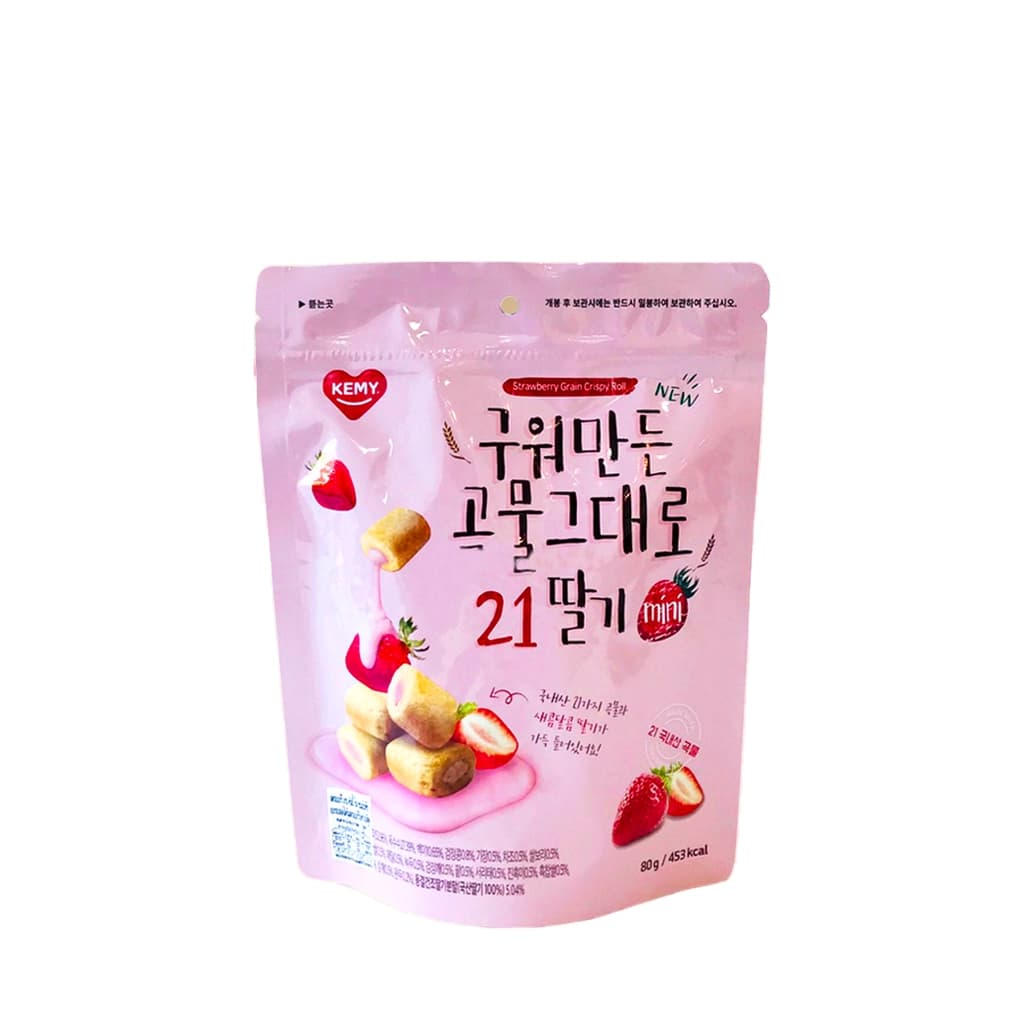Gaemi Food Strawberry Grain Crispy Roll 80G.